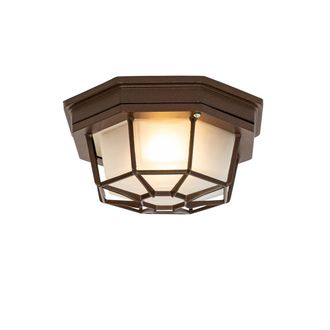 QAZQA Landhaus I Vintage Rustikale Au&szlig;en Deckenleuchte I Deckenlampe I Lampe I Leuchte Rostbraun 21,3 cm IP44 - Bri I Au&szlig;enbeleuchtung - Aluminium Rund - LE