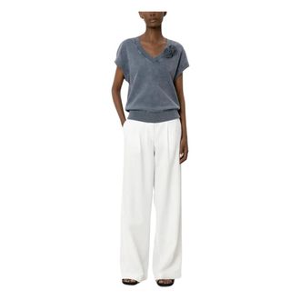 Luisa Cerano Femme, Pantalons, Blanc, Taille: 36 FR Pantalon Large &agrave; Ceinture Ajustable