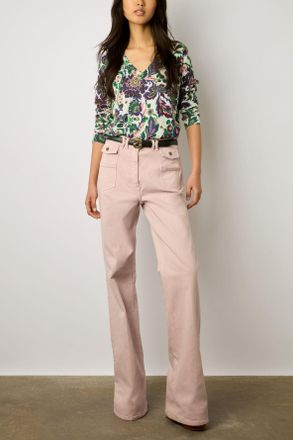 Gerard Darel Pull V lin et coton imprim&eacute; - LYLOU - Ecru