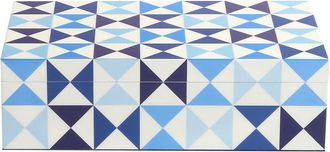 Jonathan Adler Sorrento - Box - Acryl/lackiert/Samt - Medium - Blau/Weiss/Schwarz - 25,4 x 15,24 x 7,62cm