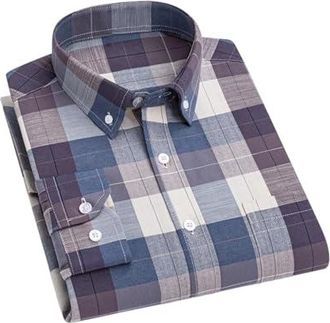 Generic Chemise en coton &agrave; manches longues pour homme - Motif &eacute;cossais Oxford - Style d&eacute;contract&eacute; - Solide - Imprim&eacute; r&eacute;gulier, Cx05, 3XL