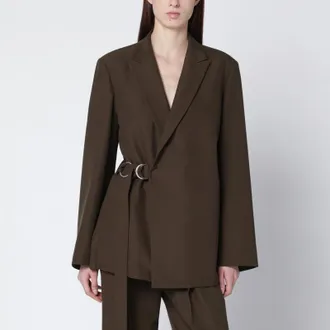 Loewe Khaki green double-breasted wool jacket