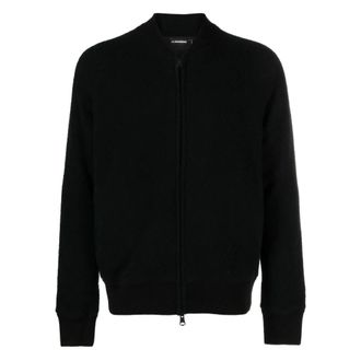 J.Lindeberg Schwarzer l&auml;ssiger Pullover mit durchgehendem Rei&szlig;verschluss - - Knitwear - Herren - Schwarzk - XL