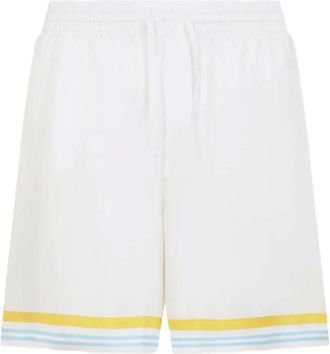 Casablanca Femme, Sport, Blanc, Taille: 44 FR Tennis Landscape Silk Shorts