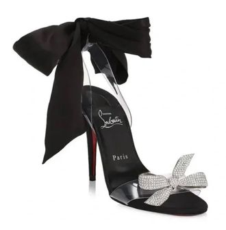 Christian Louboutin Black Crystal Bow Astrinodo Sandals Size 40
