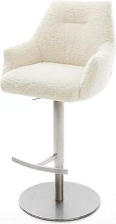 DELIFE Barstuhl Alja-Flex Teddystoff Beige Drehfu&szlig; h&ouml;henverstellbar Edelstahl Silberfarben Taschenfederkern, Barst&uuml;hle