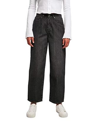 Urban Classics Ladies High Waist Wide Leg Cropped Denim Pants Pantalons, Black Washed, 28 Femme