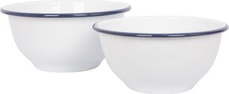 Argon Tableware 2pc Blau Wei&szlig; Emaille-R&uuml;hrsch&uuml;ssel-Set - Tief Metall Verschachtelung K&uuml;che Backen Kochen Salat Einfach Lagerung Essen Sch&uuml;sseln