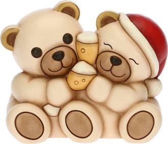 Thun Weihnachten 2022 - Deko Teddy Paar Brinde aus Keramik von Hand verziert - Geschenkidee Weihnachten 2022-14,5 x 10 x 12 cm h