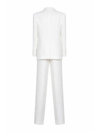Tagliatore Womens Suit Double-Breasted White Linen Trouser Suits