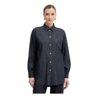 A|X Armani Exchange Femme, Blouses et Chemises, Bleu, Taille: 40 FR Chemise D&eacute;contract&eacute;e en Coton