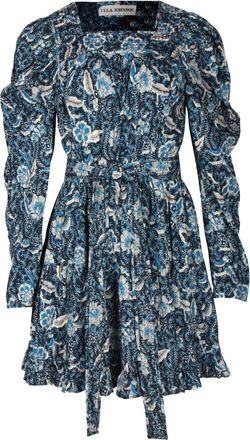 Ulla Johnson robe courte fleurie à manches bouffantes - Bleu