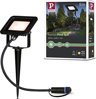 Paulmann 94574 Plug & Shine LED Außenleuchte Gartenstrahler Fluter IP65 Warmweiß incl. 1x6,8 Watt Schwarz Aluminium Spot 3000 K