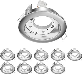 LEDs Com 10 Stück Deckeneinbauleuchte ZOBE II, edelstahl matt, rund, 107mm Ø, 1x GX53 max. 25W