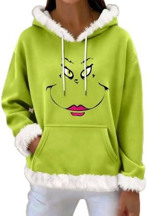 Generic Le Grinch Sweat Femme A Capuche Sweet Deguisement De Sweatshirts Costume Moche Pull 2025 Chaud Noel Plaid Pilou Vêtements Adulte Hiver Oversize Veteme
