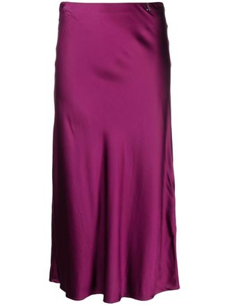 Patrizia Pepe jupe mi-longue satin&eacute;e &agrave; taille haute - Violet