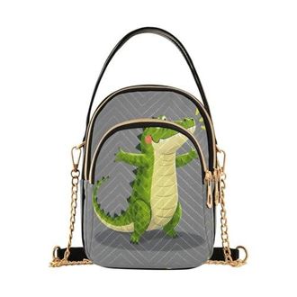 Mnsruu Petit sac &agrave; bandouli&egrave;re en cuir pour femme Motif crocodile Gris
