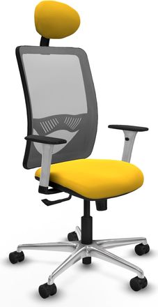 Piqueras y Crespo Economalla Stuhl Zulema mit wei&szlig;en und schwarzen Armlehnen, h&ouml;henverstellbarer Lendenwirbelst&uuml;tze und festem Kopfteil, ausgestattet mit 3 Positionen, 