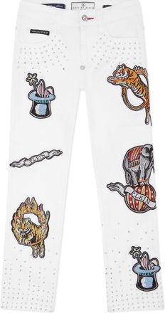 Philipp Plein Denim Trousers Loose Fit Colorful Circus