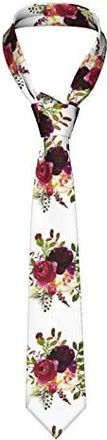 Generic Cravate Homme Fleur De Roses Boho Burg-Undy Classique Tie &Eacute;l&eacute;gant Cravate Pour Homme Pour F&ecirc;te Affaires C&eacute;l&eacute;brations