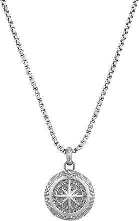 Tom Tailor Tom Tailor Kette mit Anh&auml;nger f&uuml;r Herren, Edelstahl, 50+5 cm, grau, Kompass-Anh&auml;nger, Geschenkidee, Halsschmuck, Herrenschmuck, 2100686