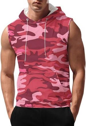 Generic D&eacute;bardeur dentra&icirc;nement pour homme - Sweat &agrave; capuche sans manches - Sport - Fitness - Gym - Pull &agrave; capuche avec poches - Camouflage - Sport - Avec poc