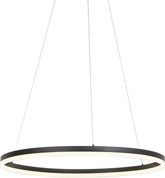 QAZQA Design Ring-Hängelampe schwarz 80cm inkl. led und Dimmer - Anello