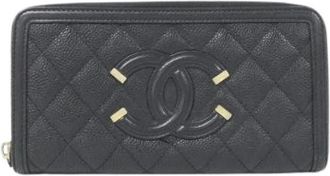 Chanel Portefeuille long en cuir caviar Pre-owned - Femme - Pre-owned - Noir - Taille: ONE Size