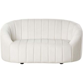 Beliani 2-Sitzer Sofa Wei&szlig; Samt mit Niedriger R&uuml;ckenlehne Gesteppt Oval Muschel Form Retro Design Wohnzimmer Schlafzimmer Ausstattung Couch Polstersofa