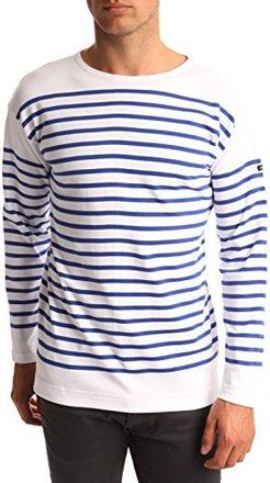 Armor Lux Homme Marinière Amiral T Shirt, Blanc/Etoile, L