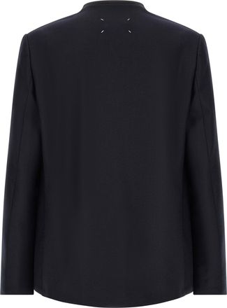 Maison Margiela Mens Blue Virgin Wool Blazer Clothing
