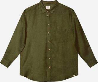 Matona Damen vegan Hemd Leinenhemd Oliv