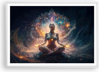 Arttor Poster Wei&szlig;rahmen Deko 100x70cm Meditation Yoga Energie Wandposter Art Prints Wanddeko Bild Wand Kunstdruck Wandbilder Dekoration Wohnzimmer Schlafzim