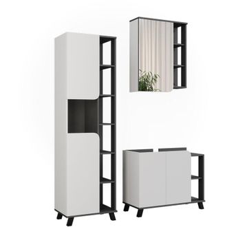 Vicco Meubles bain Karen, Anthracite/blanc, 3 pi&egrave;ces