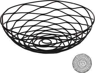 Amosfun Metall Obstkorb Brotkorb Aus Drahtkorb Schwarz Runder Multifunktionaler Drahtkorb F&uuml;r Obst Gem&uuml;se Snacks Dekorativer Brotkorb Mit Verst&auml;rktem Eisenrah