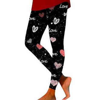 Generic Legging d&eacute;contract&eacute; pour femme avec impression de lettres pour la Saint-Valentin 2026, Noir, XXL