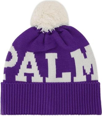 Palm Angels Caps & Mützen - Logo Pompon Beanie In Purple And White - Gr. ONE SIZE - in Lila - für Damen