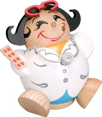 Seiffener Volkskunst | Kugelr&auml;ucherfigur R&auml;ucherfrau R&auml;ucherm&auml;nnchen Erzgebirge | Holzfigur Hobby & Beruf | 11 cm | &Auml;rztin