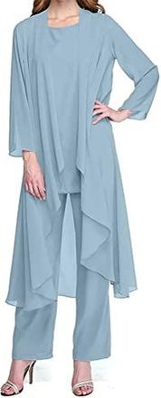 Minetom Femme 3 Pièces Costume De Soirée Cocktail Bal en Dentelle Mariage 3/4 Manches Courte Chemise Fête Et Taille Haute Costume Pantalon Cardigan en Tulle C