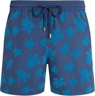 Vilebrequin Homme, Maillots de bain, Bleu, Taille: 3XL Moorea Flocked Ronde des Tortues Swim Shorts