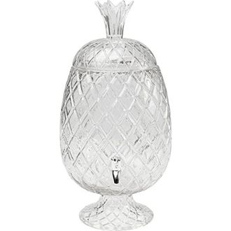 Kare Design Getränkespender Pineapple, Transparent, mit Zapfhahn, Saftspender, Wasserspender, Glas, 11L Füllmenge, Ananas Form, spülmaschinengeeignet, 50x26x26 cm