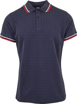 Urban Classics Herren Double Stripe Poloshirt Pullover, Blau (Navy/White/Fire Red 01243), Medium (Herstellergröße: M)