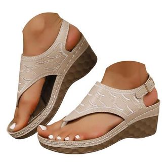 Generic Sandales compens&eacute;es orthop&eacute;diques pour femme 2026 avec soutien de la vo&ucirc;te plantaire - Sandales antid&eacute;rapantes - Chaussures de plage habill&eacute;es - Chaus