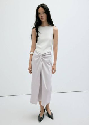 Mango Jupe midi d&eacute;tail naud gris - Femme - XS - MANGO