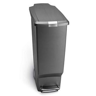 Simplehuman CW1363 poubelle &eacute;troite &agrave; p&eacute;dale, poubelle de recyclage pour la cuisine, tri selectif, plastique gris, 40 litres