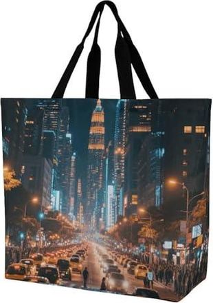 Generic Paysage Nocturne De La Ville Sac Fourre-Tout L&eacute;ger Sacs De Courses Grand Sac A Main Femmes Pour Shopping Plage Gym
