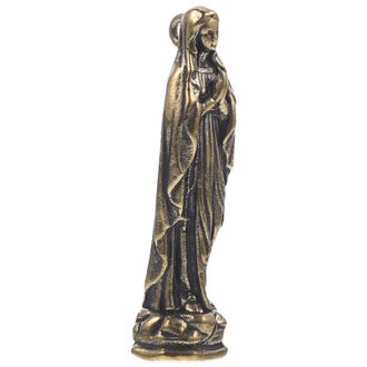 Lurrose Miniatur Maria Figur aus Messing Stabile Kleine Marienstatue als Religi&ouml;se Tischdekoration Goldfarbene Madonna f&uuml;r Schreibtisch und Wohnraum