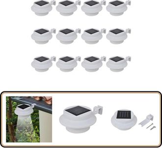 vidaXL Solar-Außenleuchten für Zaun 12 Stk. led Weiß - LED-Gartenleuchte - Solarleuchte - Außenscheinwerfer - Outdoor-Beleuchtung - Weisse Gartenlampe