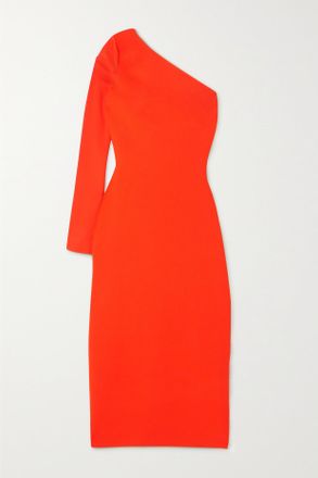 Victoria Beckham Vb Body Asymmetrisches Midikleid Aus Stretch-strick - Orange