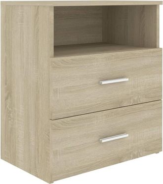 Generic vidaXL Nachttisch mit 2 Schubladen 1 Ablagefl&auml;che Nachtschrank Nachtkonsole Nachtkommode Schlafzimmer Schrank Kommode Sonoma-Eiche 50x32x60cm